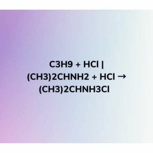 (CH3)2CHNH2 ra (CH3)2CHNH3Cl | (CH3)2CHNH2 + HCl → (CH3)2CHNH3Cl