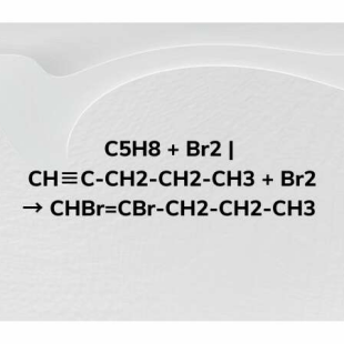 CH≡C-CH2-CH2-CH3 ra CHBr=CBr-CH2-CH2-CH3 | C5H8 + Br2 | CH≡C-CH2-CH2 ...